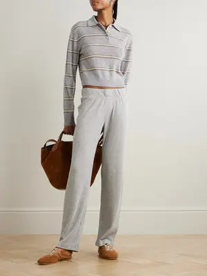 Eterne Barrett Cropped Striped Cashmere Sweater