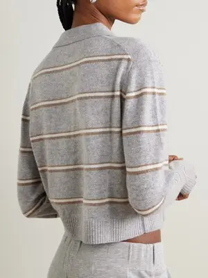 Eterne Barrett Cropped Striped Cashmere Sweater