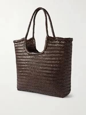 Dragon Diffusion Ns Diagonal Triple Jump Woven Leather Tote - Brown