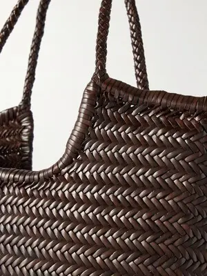 Dragon Diffusion Ns Diagonal Triple Jump Woven Leather Tote - Brown