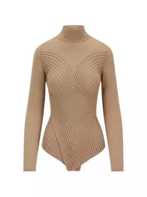 VIOLANTE NESSI Ribbed Knit Turtleneck Sweater - Neutrals