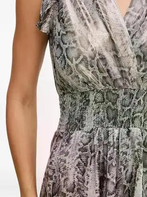 MORGAN Ruffled Reptile-print Midi Dress