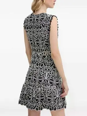 MORGAN Scalloped Trim V-neck Mini Dress