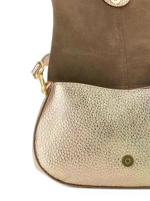 GIANNI CHIARINI Helena Round Grained Flap Leather Shoulder Bag
