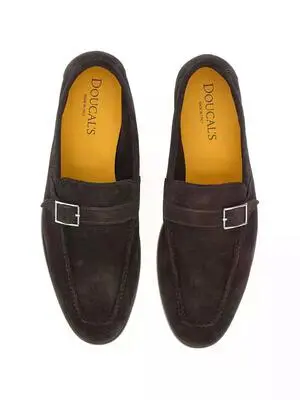 DOUCAL'S Buckle-strap Suede Loafers - Brown