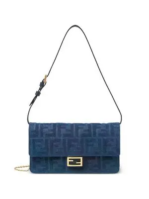 Fendi Baguette Wallet-on-chain With Ff Pattern - Blue
