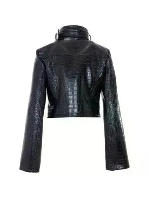Sportmax Alligator-print Cropped Jacket - Black