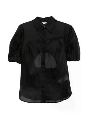 Elisabetta Franchi Sheer Puff Sleeve Shirt - Black