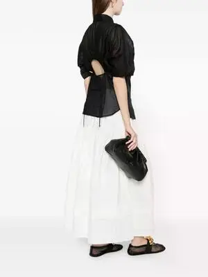 Elisabetta Franchi Sheer Puff Sleeve Shirt - Black