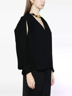 Elisabetta Franchi V-neck Blouse With Cape Effect Sleeves