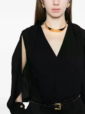 Elisabetta Franchi V-neck Blouse With Cape Effect Sleeves