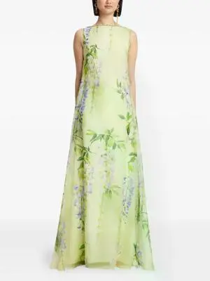 LEO LIN Yumei Floral-print Crystal-embellished Maxi Dress