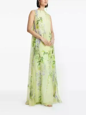 LEO LIN Yumei Floral-print Crystal-embellished Maxi Dress