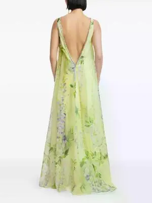 LEO LIN Yumei Floral-print Crystal-embellished Maxi Dress