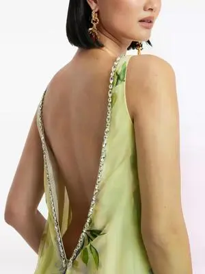 LEO LIN Yumei Floral-print Crystal-embellished Maxi Dress