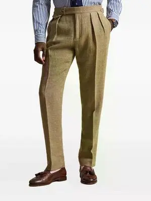 Polo Ralph Lauren Pleated Herringbone Trousers - Neutrals