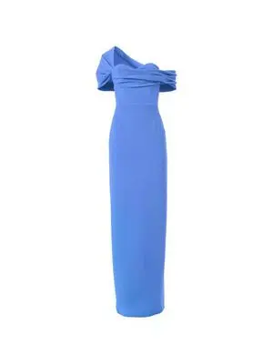 Carolina Herrera Draped Off-the-shoulder Column Gown - Blue