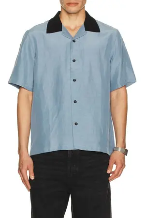 Rag & Bone Avery Slub Shirt In Baby Blue - Light Blue
