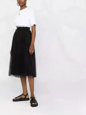 Red Valentino Pleated Point D’esprit Tulle Skirt