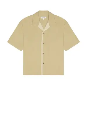 LE17SEPTEMBRE Open Collar Short Sleeve Shirt In Beige
