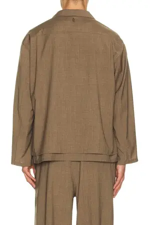LE17SEPTEMBRE Double Layered Open Collar Shirt In Taupe