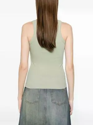 Pinko Ribbed Stretch Cotton Rhinestone Logo Tank Top
