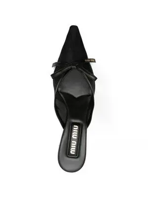 Miu Miu Bow-detail Pointed-toe Mules - Black
