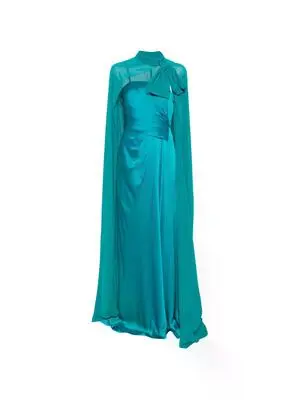 Rosa Clara Cape-effect Draped Gown - Blue