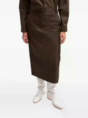 Tibi Belt-loop Midi Skirt - Brown
