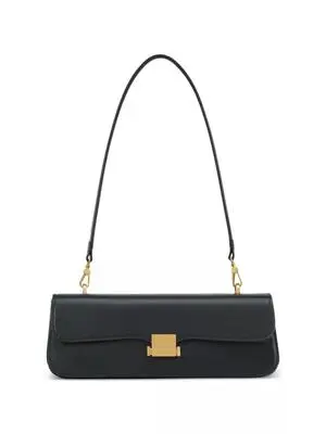 POTAMY Flap Top Leather Shoulder Bag - Black
