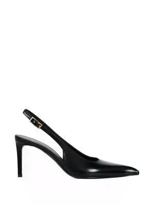 POTAMY Pointed Buckle Leather Pumps - Black