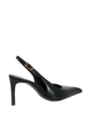 POTAMY Pointed Buckle Leather Pumps - Black