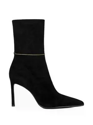 POTAMY Chain Detail Suede Boots - Black