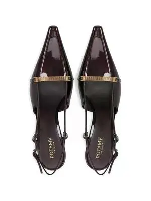 POTAMY Buckle Strap Leather Pumps