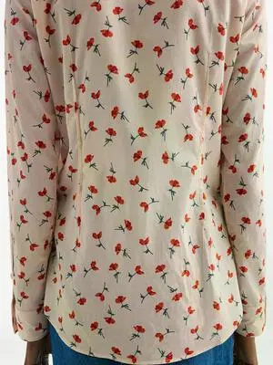 JIL SANDER Cotton Muslin Mini Flower Print Shirt - Neutrals