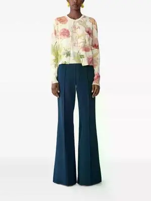 Carolina Herrera Poppy-print Silk-cotton Cardigan - Neutrals