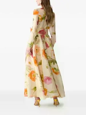 Carolina Herrera Poppy-print Organza Trench Gown