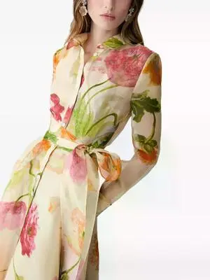 Carolina Herrera Poppy-print Organza Trench Gown