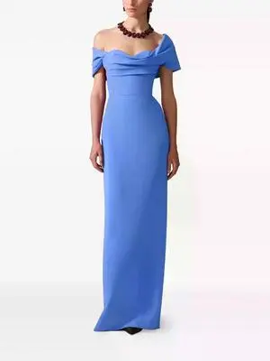 Carolina Herrera Draped Off-shoulder Gown - Blue