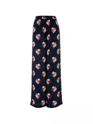 Fendi Floral-print Silk Palazzo Pants - Blue