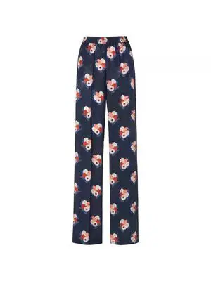 Fendi Floral-print Silk Palazzo Pants - Blue