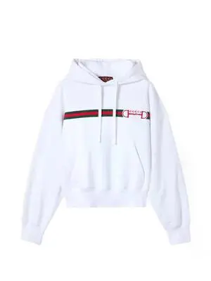 Gucci Stripe Logo Hoodie - White