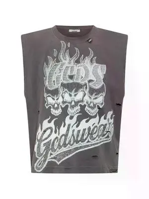 Gcds Distressed Riders Sleeveless T-shirt - Grey