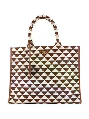 Prada Symbole Shopper Jacquard Large Tote Bag - Brown
