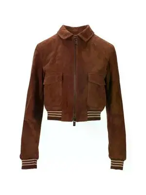 LA ROSE Suede Front-pockets Jacket - Brown