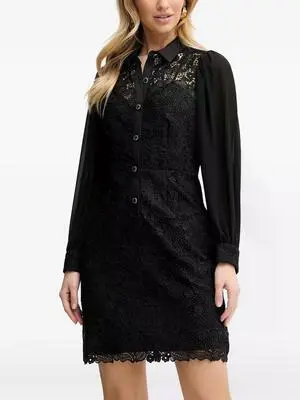 MORGAN Lace Buttoned Mini Dress - Black