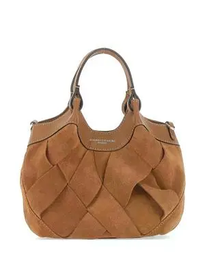 GIANNI CHIARINI Dua Geometric Woven Suede Tote Bag - Brown