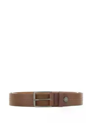 GIANNI CHIARINI Stitching-detail Leather Belt - Brown