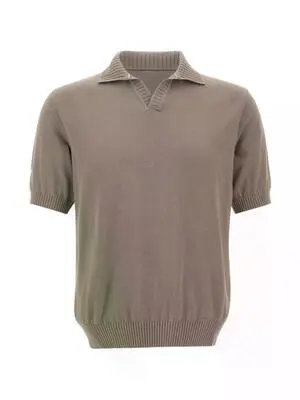 Paul & Shark Ribbed Trim Open Collar Polo Shirt - Neutrals