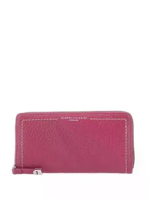 GIANNI CHIARINI Zip Grain Leather Wallet - Pink